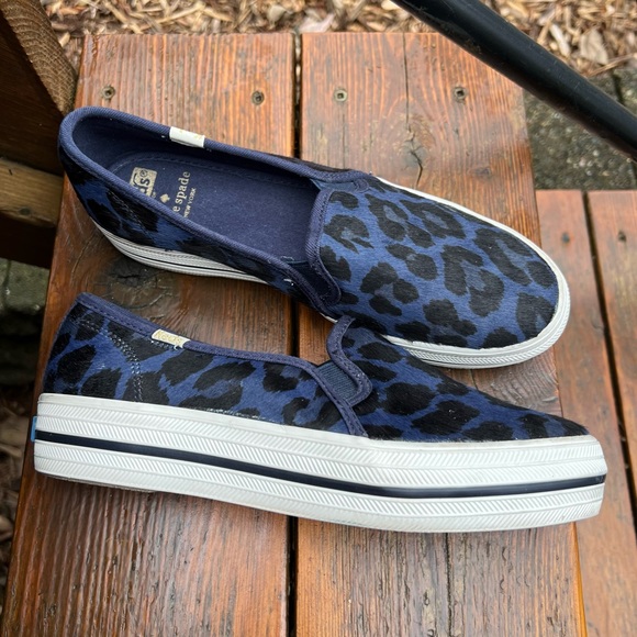 Keds | Shoes | Keds X Kate Spade Blue Black Leopard Platform Sneakers ...